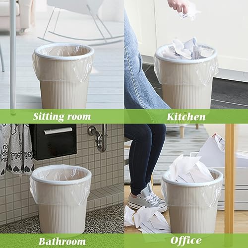 2.6 Gallon 180 Counts Strong Trash Bags Garbage Bags by Teivio, Bathroom Trash Can Bin Liners, Plastic Bags for home office kitchen (Clear)