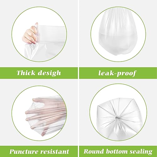 2.6 Gallon 180 Counts Strong Trash Bags Garbage Bags by Teivio, Bathroom Trash Can Bin Liners, Plastic Bags for home office kitchen (Clear)