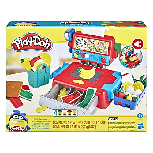 Play-Doh Cash Register Toy for Kids 3 Years and Up with Fun Sounds, Play Food Accessories, and 4 Non-Toxic Colors