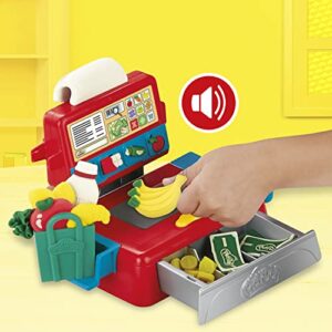 Play-Doh Cash Register Toy for Kids 3 Years and Up with Fun Sounds, Play Food Accessories, and 4 Non-Toxic Colors