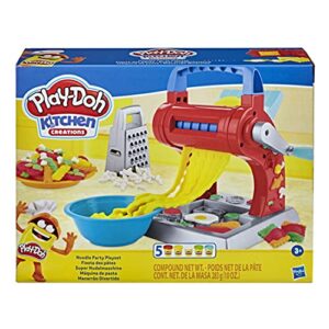 play-doh kitchen creations noodle party playset for kids 3 years and up with 5 non-toxic colors