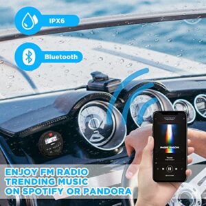 UTVpro Marine Audio System Stereo Speaker Package, Bluetooth, MP3 USB AM FM Marine Stereo - 2 x 6.5 Inch White Speakers, Antenna