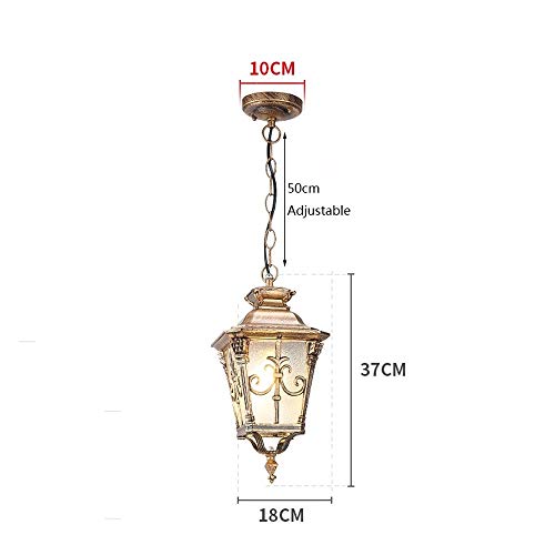 WHYA Rustic Bronze 37/45cm Retro Ceiling Pendant Lamp Die-cast Aluminum Glass E27 Outdoor Waterproof Hanging Lantern Rainproof Droplight Garden Park Courtyard Gazebo Porch Exterior Chandelier