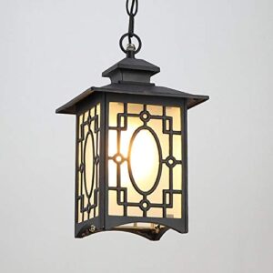 whya 30cm victoria retro chain adjustable ceiling pendant lamp aluminum glass e27 exterior rainproof hanging lantern european villa garden courtyard porch terrace outdoor droplight chandelier