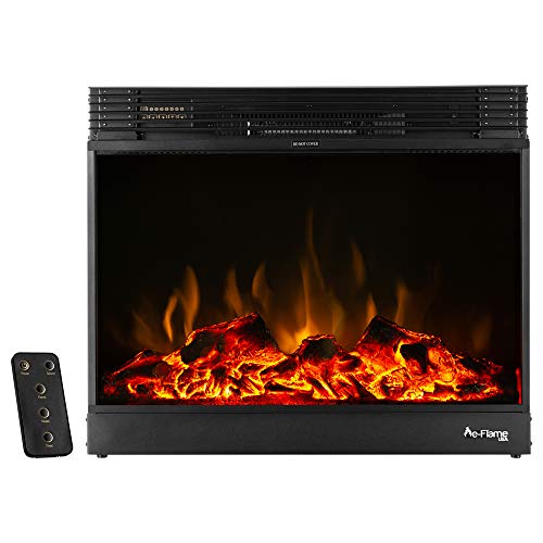 e-Flame USA Vermont Electric Fireplace Stove Insert with Remote Control - 3-D Effects and Crackling Fire (Black)