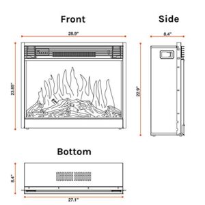 e-Flame USA Vermont Electric Fireplace Stove Insert with Remote Control - 3-D Effects and Crackling Fire (Black)