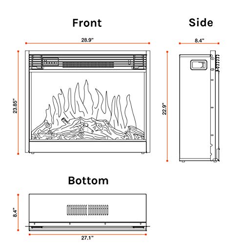 e-Flame USA Vermont Electric Fireplace Stove Insert with Remote Control - 3-D Effects and Crackling Fire (Black)