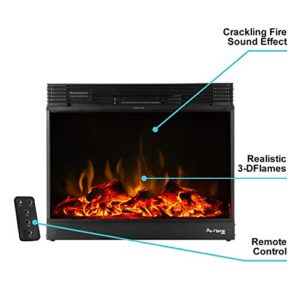 e-Flame USA Vermont Electric Fireplace Stove Insert with Remote Control - 3-D Effects and Crackling Fire (Black)