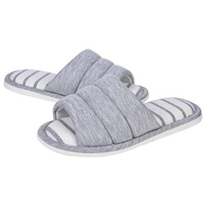 Shevalues Women's Soft Indoor Slippers Open Toe Memory Foam Cotton House Slippers, Light Grey 260