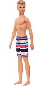 barbie ken beach doll wearing striped swimsuit, for kids 3 to 7 years old