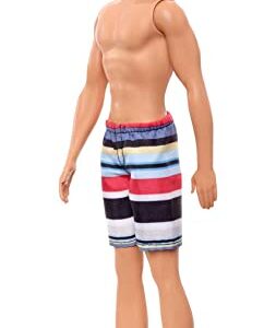 Barbie Ken Beach Doll Wearing Striped Swimsuit, for Kids 3 to 7 Years Old