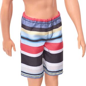 Barbie Ken Beach Doll Wearing Striped Swimsuit, for Kids 3 to 7 Years Old