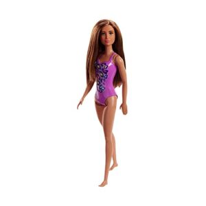 Barbie Doll, Blonde, Wearing Pink and Blue Floral Swimsuit, for Kids 3 to 7 Years Old