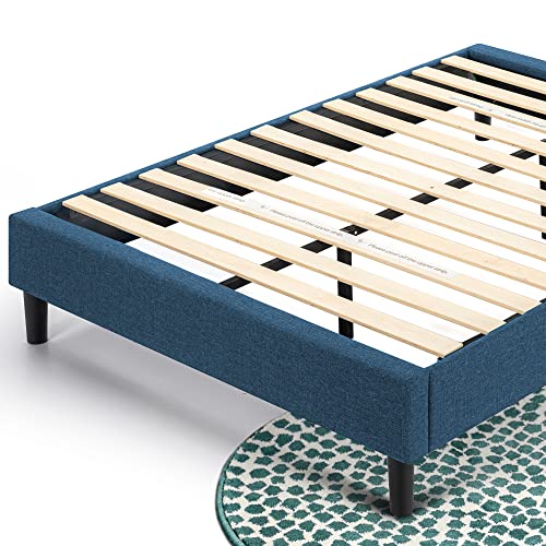 ZINUS Curtis Upholstered Platform Bed Frame / Mattress Foundation / Wood Slat Support / No Box Spring Needed / Easy Assembly, Navy, King