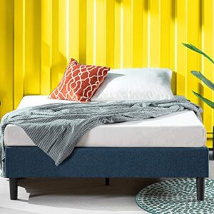 ZINUS Curtis Upholstered Platform Bed Frame / Mattress Foundation / Wood Slat Support / No Box Spring Needed / Easy Assembly, Navy, King