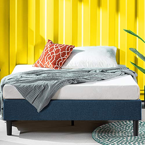 ZINUS Curtis Upholstered Platform Bed Frame / Mattress Foundation / Wood Slat Support / No Box Spring Needed / Easy Assembly, Navy, King