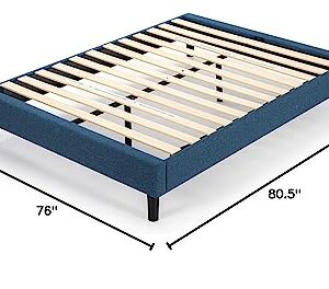 ZINUS Curtis Upholstered Platform Bed Frame / Mattress Foundation / Wood Slat Support / No Box Spring Needed / Easy Assembly, Navy, King