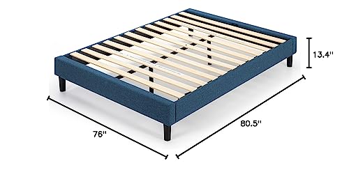 ZINUS Curtis Upholstered Platform Bed Frame / Mattress Foundation / Wood Slat Support / No Box Spring Needed / Easy Assembly, Navy, King