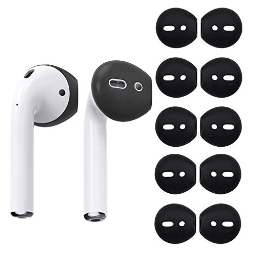 OneCut (Fit-in Case) 5 Pairs Silicon Tips Ear Skins and Covers Compatible with AirPods 1 & 2, Anti Slip Anti Scratch Soft Ear Tips for EarPods Headphones/Earphones/Earbuds(Black)