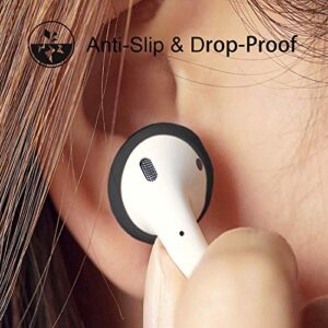 OneCut (Fit-in Case) 5 Pairs Silicon Tips Ear Skins and Covers Compatible with AirPods 1 & 2, Anti Slip Anti Scratch Soft Ear Tips for EarPods Headphones/Earphones/Earbuds(Black)