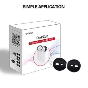 OneCut (Fit-in Case) 5 Pairs Silicon Tips Ear Skins and Covers Compatible with AirPods 1 & 2, Anti Slip Anti Scratch Soft Ear Tips for EarPods Headphones/Earphones/Earbuds(Black)