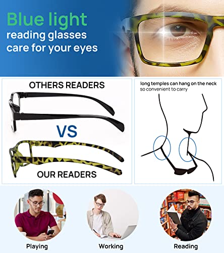 OCCI CHIARI Blue Light Blocking Glasses for Men Readers 0 1.0 1.25 1.5 2 2.25 2.5 3 3.5 4.0 5.0 6.0 ( Green Demi , 2.25 )