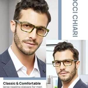 OCCI CHIARI Blue Light Blocking Glasses for Men Readers 0 1.0 1.25 1.5 2 2.25 2.5 3 3.5 4.0 5.0 6.0 ( Green Demi , 2.25 )