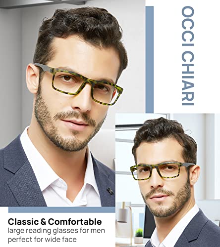 OCCI CHIARI Blue Light Blocking Glasses for Men Readers 0 1.0 1.25 1.5 2 2.25 2.5 3 3.5 4.0 5.0 6.0 ( Green Demi , 2.25 )