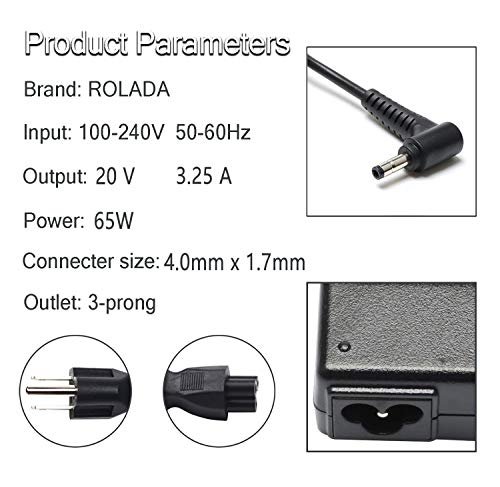 65W AC Adapter Laptop Wall Charger for Lenovo IdeaPad Flex 4 5 6 1470 1480 1570 1580 Lenovo Ideapad 110 110s 310 320 330 330s 510 520 530s 710sYOGA 710 510 Laptops Power Supply Cord