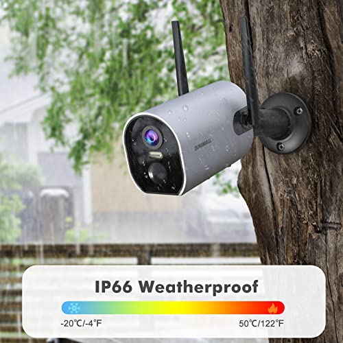 ZUMIMALL Security Cameras Wireless Outdoor-2K Home Security Camera Battery Powered, Outdoor Security Cameras with 3MP Color Night Vision/Spotlight/IP66 Waterproof/PIR/2-Way Talk/Cloud/SD