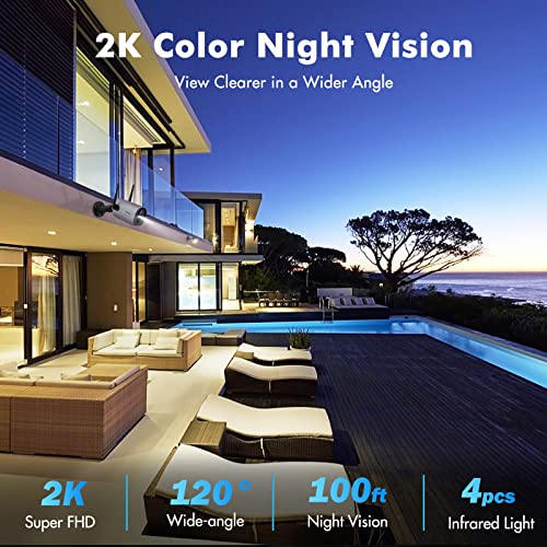 ZUMIMALL Security Cameras Wireless Outdoor-2K Home Security Camera Battery Powered, Outdoor Security Cameras with 3MP Color Night Vision/Spotlight/IP66 Waterproof/PIR/2-Way Talk/Cloud/SD