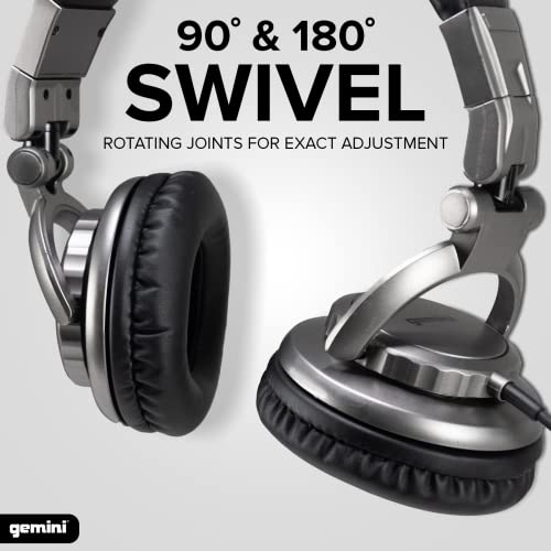 Gemini Sound DJX-500 Professional Over Ear Wired Headphones with 90 Degree / 180-Degree Rotating Joints for DJ Studio Monitoring - Closed Back Headphones with 57 mm Dynamic Drivers and Padded Ear Cups