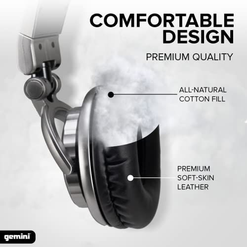 Gemini Sound DJX-500 Professional Over Ear Wired Headphones with 90 Degree / 180-Degree Rotating Joints for DJ Studio Monitoring - Closed Back Headphones with 57 mm Dynamic Drivers and Padded Ear Cups