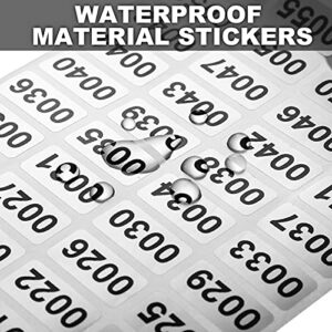 Consecutive Number Label Stickers Waterproof Inventory Number Stickers for Inventory Storage Classification, 0.39 x 0.78 Inch (0001 to 2000)