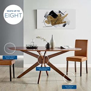 Modway Crossroads 71" Oval Wood Dining Table, Walnut