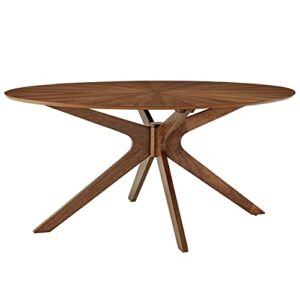 modway crossroads 63" oval wood dining table, walnut