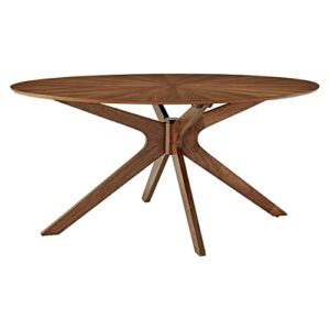 Modway Crossroads 63" Oval Wood Dining Table, Walnut