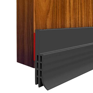 suptikes 2 pack door draft stopper, door sweep for exterior/interior doors, under door seal under door draft blocker, soundproof door bottom weather stripping, 2" w x 39" l, black