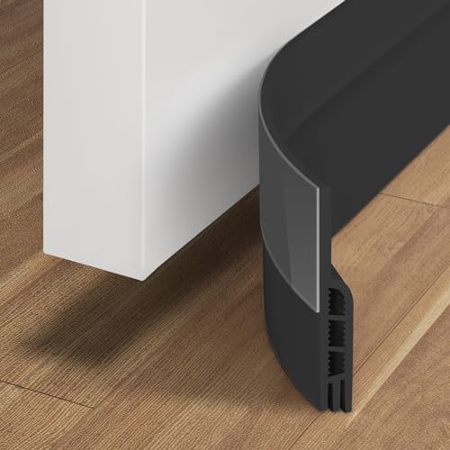 Holikme Door Draft Stopper Under Door Draft Blocker Insulator Door Sweep Weather Stripping Noise Stopper Strong Adhesive 39" Length Black