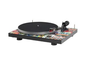 pro-ject debut iii turntable - the beatles singles, limited edition beatles record player, 8.6″ s-shaped aluminium tonearm, ortofon 2m red cartridge, beatles memorabilia vinyl player - high gloss