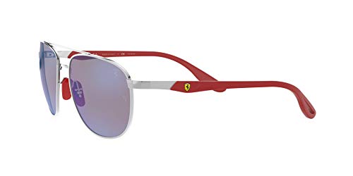 Ray-Ban RB3659M Scuderia Ferrari Collection Square Sunglasses, Silver/Chromance Polarized Grey Mirrored Blue, 57 mm