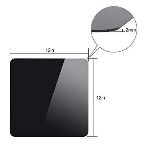 Acrylic Black Reflective Display Table Riser for Professional Product Photography, KINJOEK 12 x 12 Inch 30 x 30 cm Background Boards for Product Table Top Photography Shooting