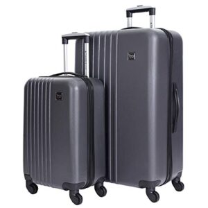 travelers club cosmo hardside spinner luggage, charcoal grey, 2-piece set (20/28)