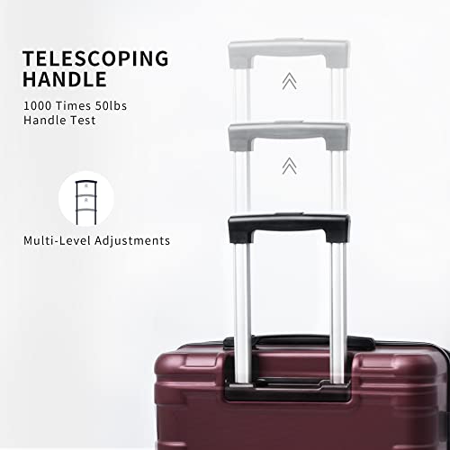 Merax Luggage Sets Red Expandable with TSA Lock Hard Shell Luggage Sets Lightweight Spinner Travel Suitcase (Mahogany)