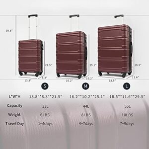 Merax Luggage Sets Red Expandable with TSA Lock Hard Shell Luggage Sets Lightweight Spinner Travel Suitcase (Mahogany)