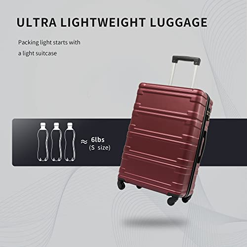 Merax Luggage Sets Red Expandable with TSA Lock Hard Shell Luggage Sets Lightweight Spinner Travel Suitcase (Mahogany)