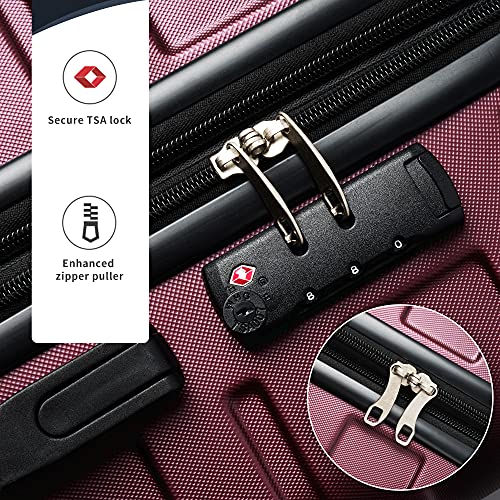 Merax Luggage Sets Red Expandable with TSA Lock Hard Shell Luggage Sets Lightweight Spinner Travel Suitcase (Mahogany)