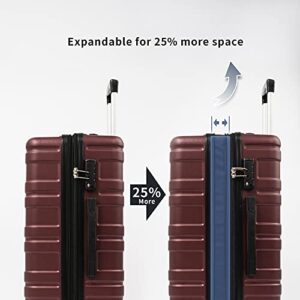 Merax Luggage Sets Red Expandable with TSA Lock Hard Shell Luggage Sets Lightweight Spinner Travel Suitcase (Mahogany)