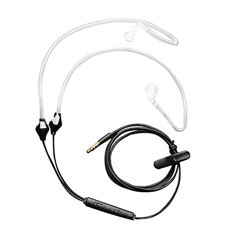 RICH IStereo Ear Headphones,Air Tube Anti-Radiation Headsets Earphone,in Ear Stereo Noise Isolating Anti-Radiation Earbuds with Microphone for Mobile Phone Black