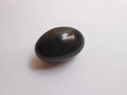 SoilMade Black Marble Shaligram, Oval Shape, Stone Made, Size Aprox 3cm and 60g, Pack of 1 Black Marble Shaligram in Box